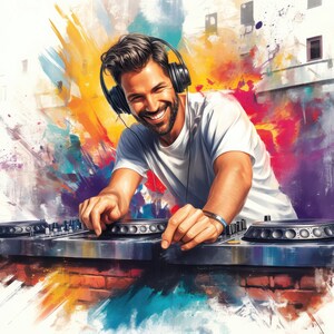 8 Jamming DJ Clipart Bundle, Printable Watercolor Disco Music Image ...