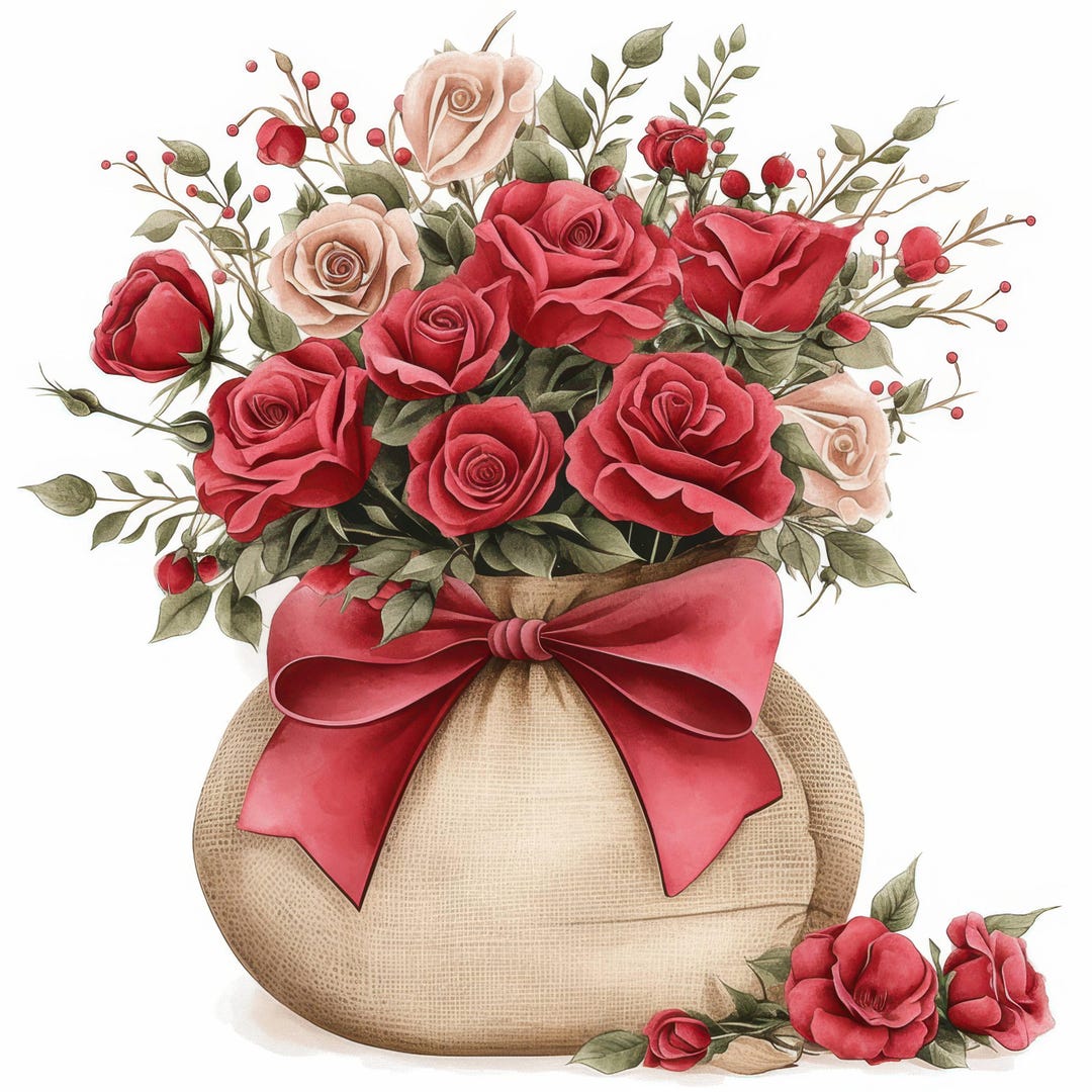 11 Flowers in Vase Clipart Bundle, Valentines Day Illustrations ...