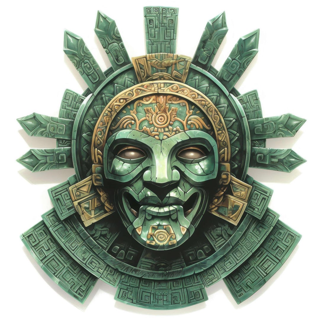 14 Aztec Jade Mask Clipart, Aztec Images, Printable Watercolor Clipart ...