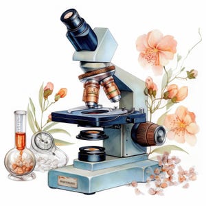 10 Microscope Clipart Set, Science Equipment Illustrations, Printable ...