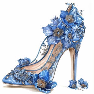 16 Floral Prom Shoes Watercolor Clipart Bundle, High Heels Clipart ...