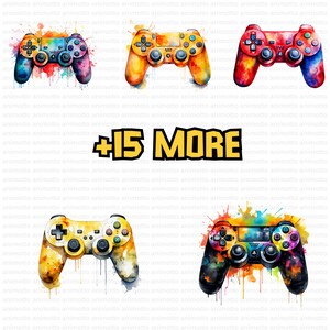 Watercolor Game Controller Clipart Bundle, Console Controllers Clipart ...