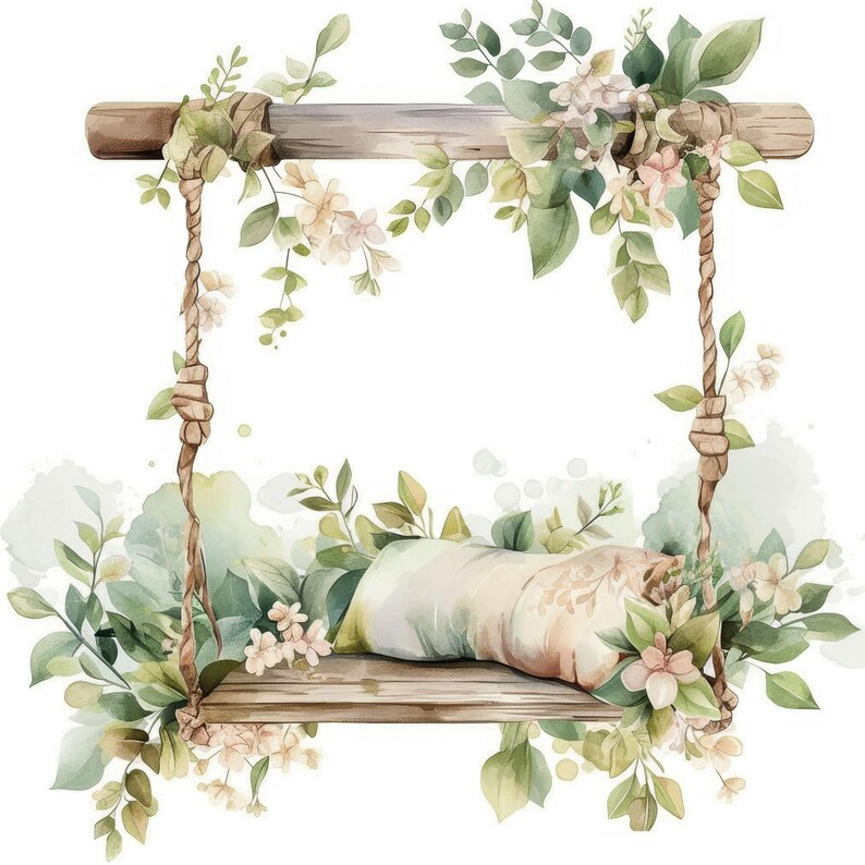 19 Floral Swing Clipart Set 2, Flower Swing Illustrations, Printable ...