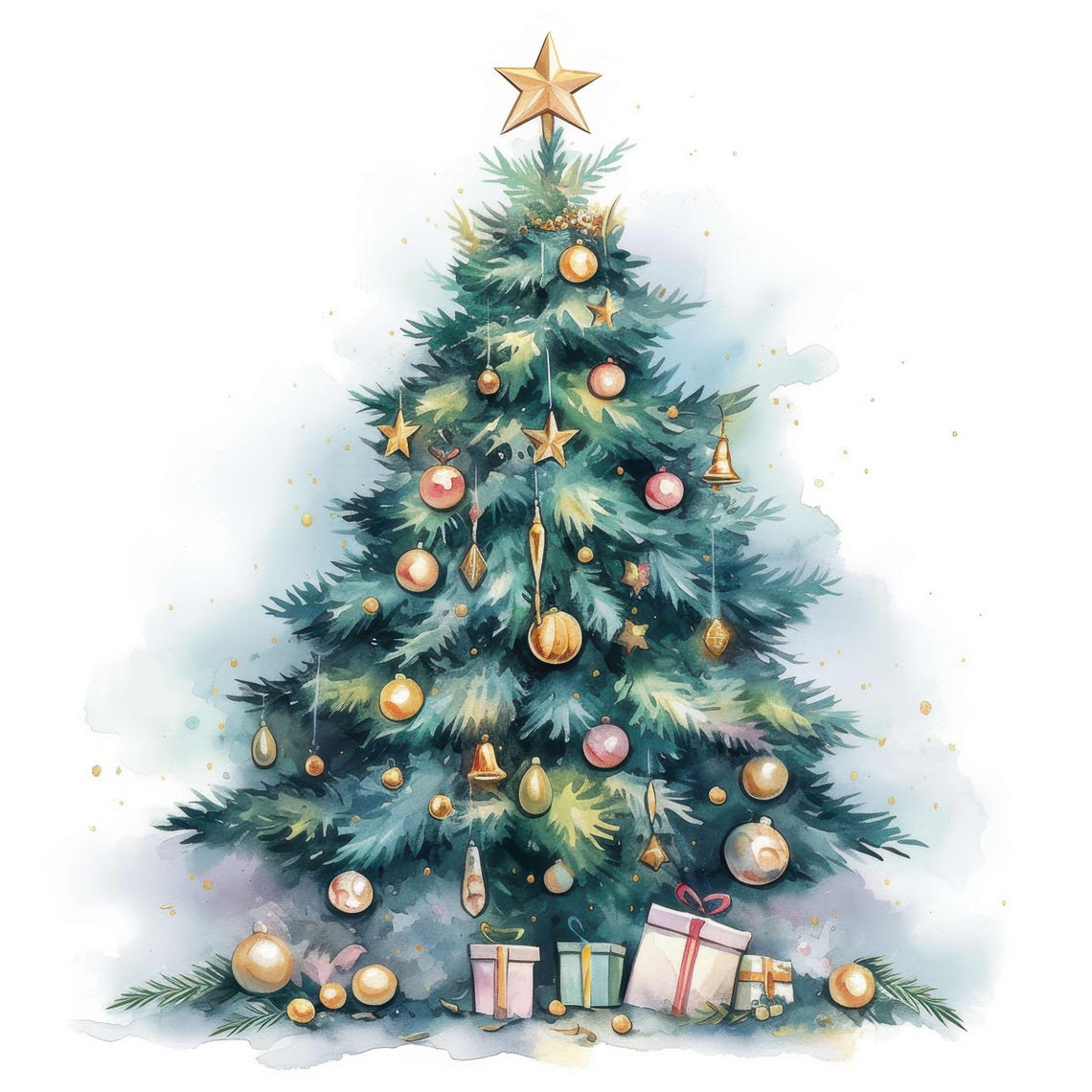 16 Christmas Tree Clipart Set, Festive Collection Graphics, Printable ...