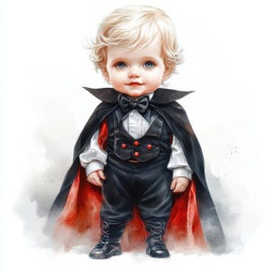 Vampire Kids Dracula Clip Art 9 High Res Watercolor JPG Junk Journaling ...