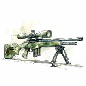 10 Sniper Rifle Clipart Bundle, Printable Watercolor Weapon Clipart ...