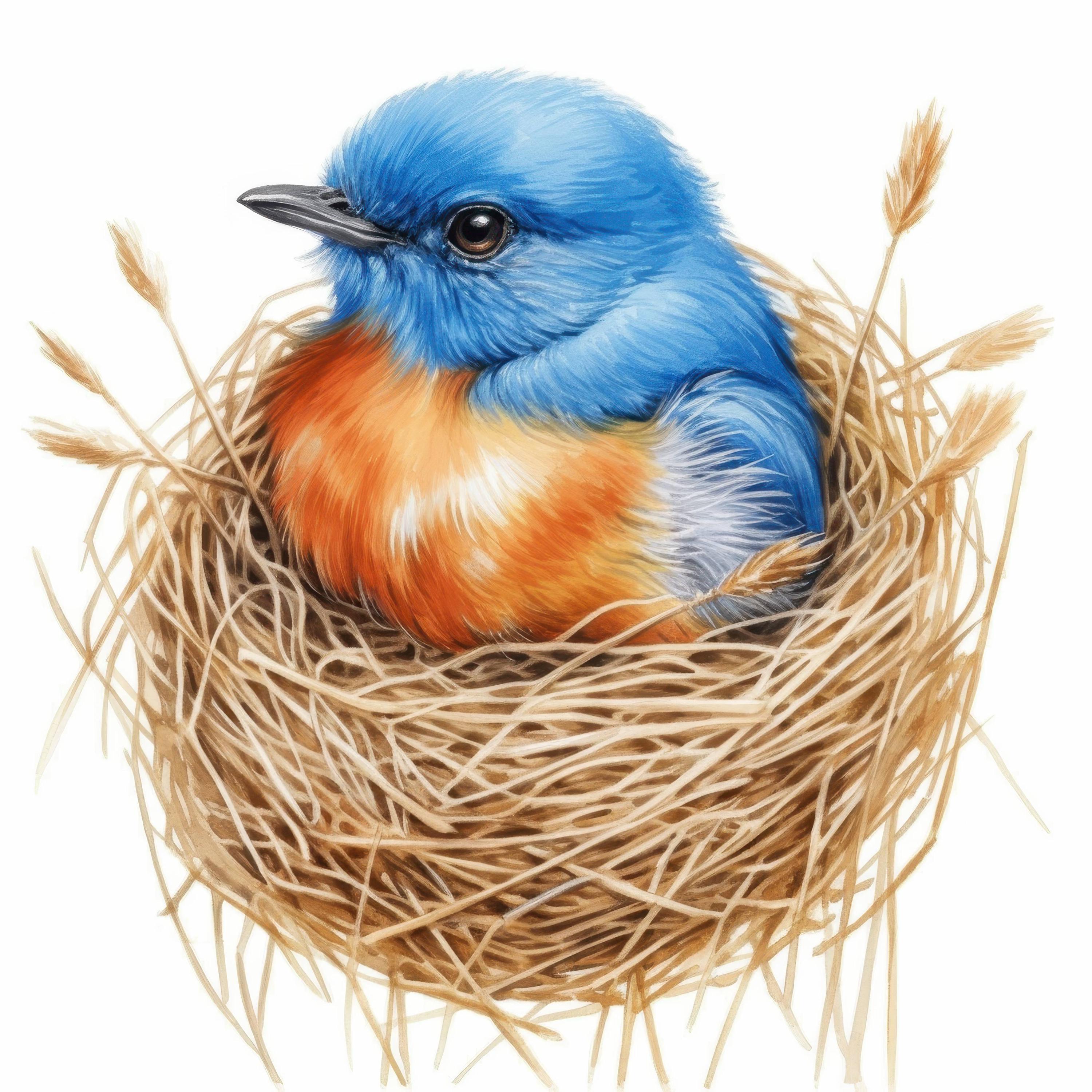 17 Bird Nest Building Clipart Bundle, Bird With Nest Illustration ...