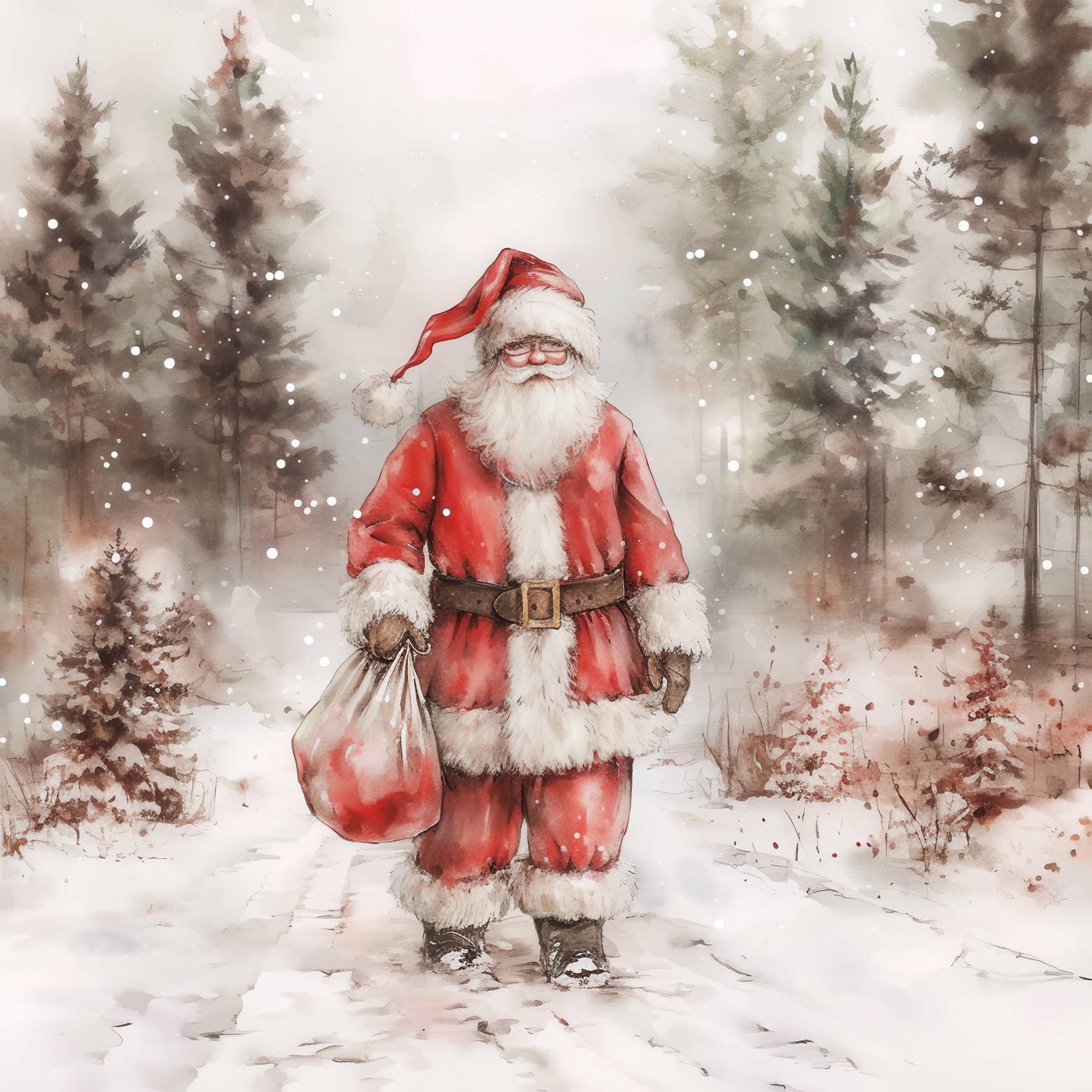 11 Old Time Santa Clipart Bundle, Christmas Images Illustrations ...