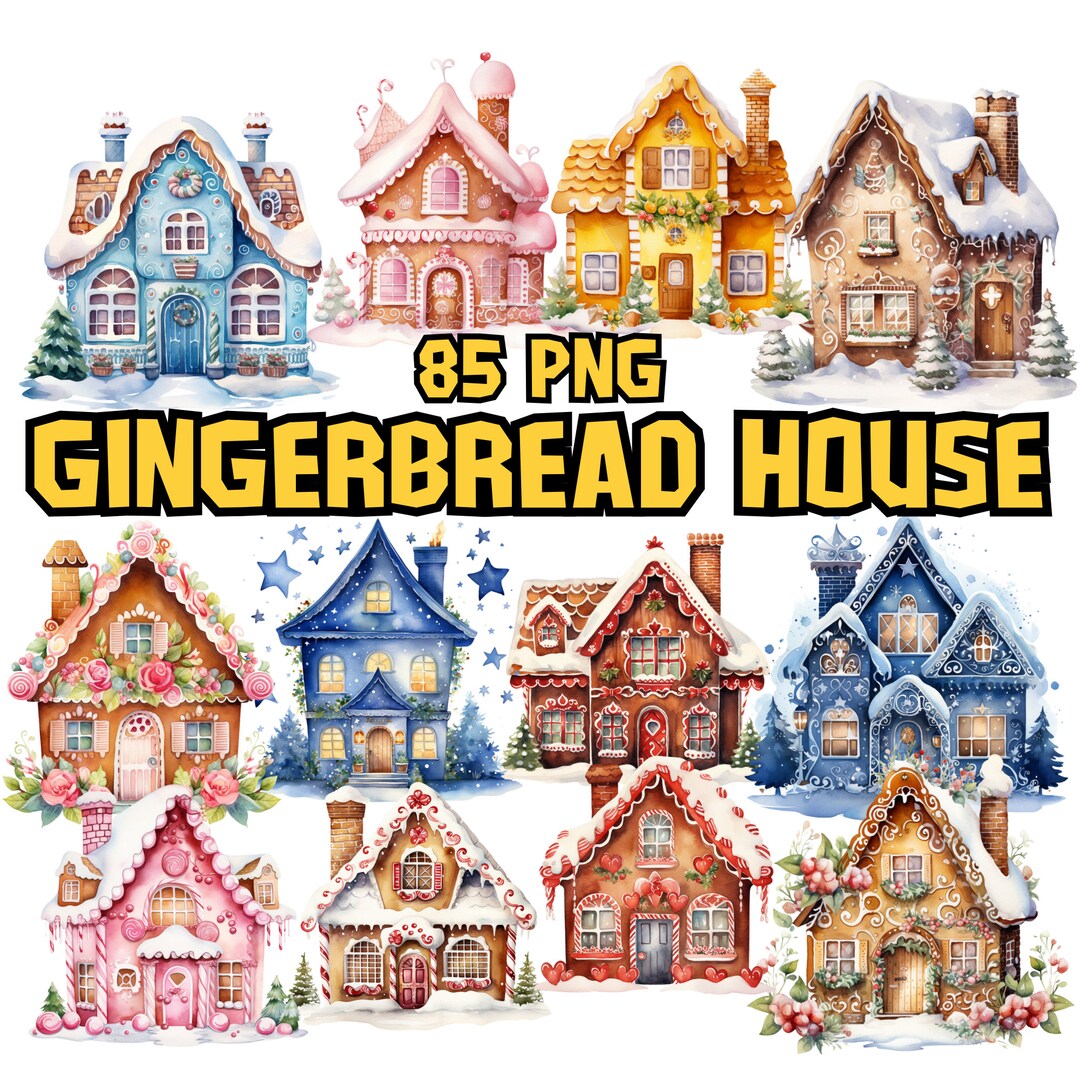 Watercolor Gingerbread Houses Clipart | Christmas Cookie, Winter ...