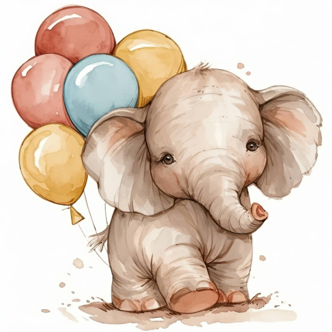 13 Adorable Cute Elephant Clipart Bundle, Card Makin Illustration ...