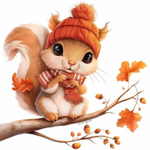 12 Fall Squirrel Clipart Bundle, Cute Fall Animal Illustrations ...