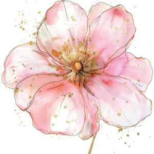 12 Soft Pink Gold Flowers Clipart Bundle Set, Flowers Print,high ...