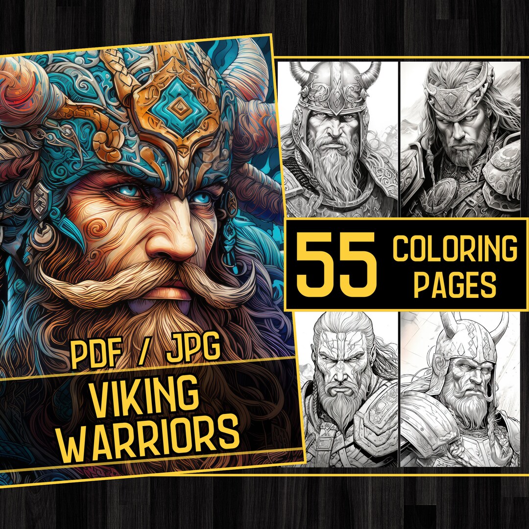 Viking Warriors 55 Coloring Page Book,adults Kids Instant Download ...