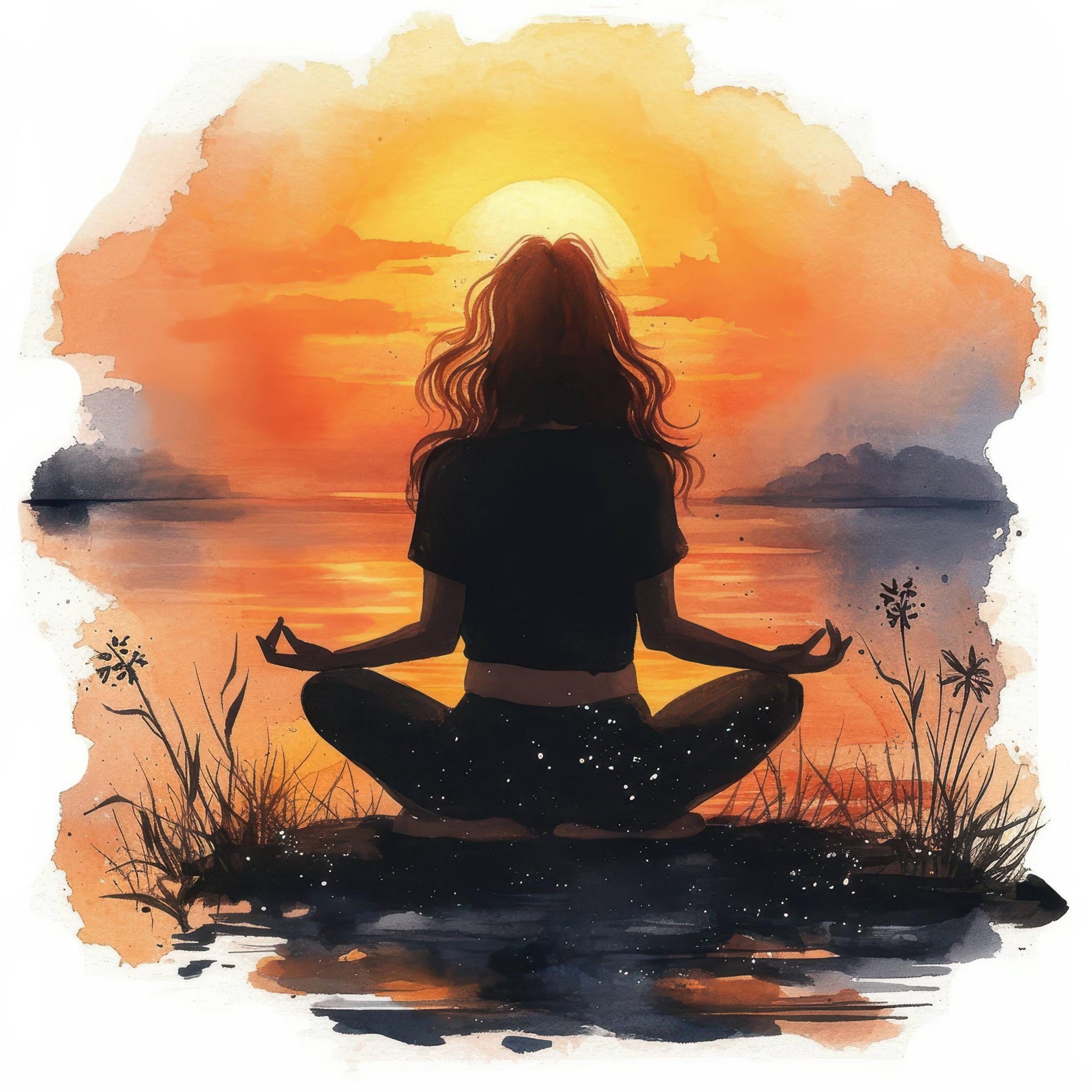 14 Meditation Silhouette Clipart Bundle, Yoga Illustrations, Printable ...
