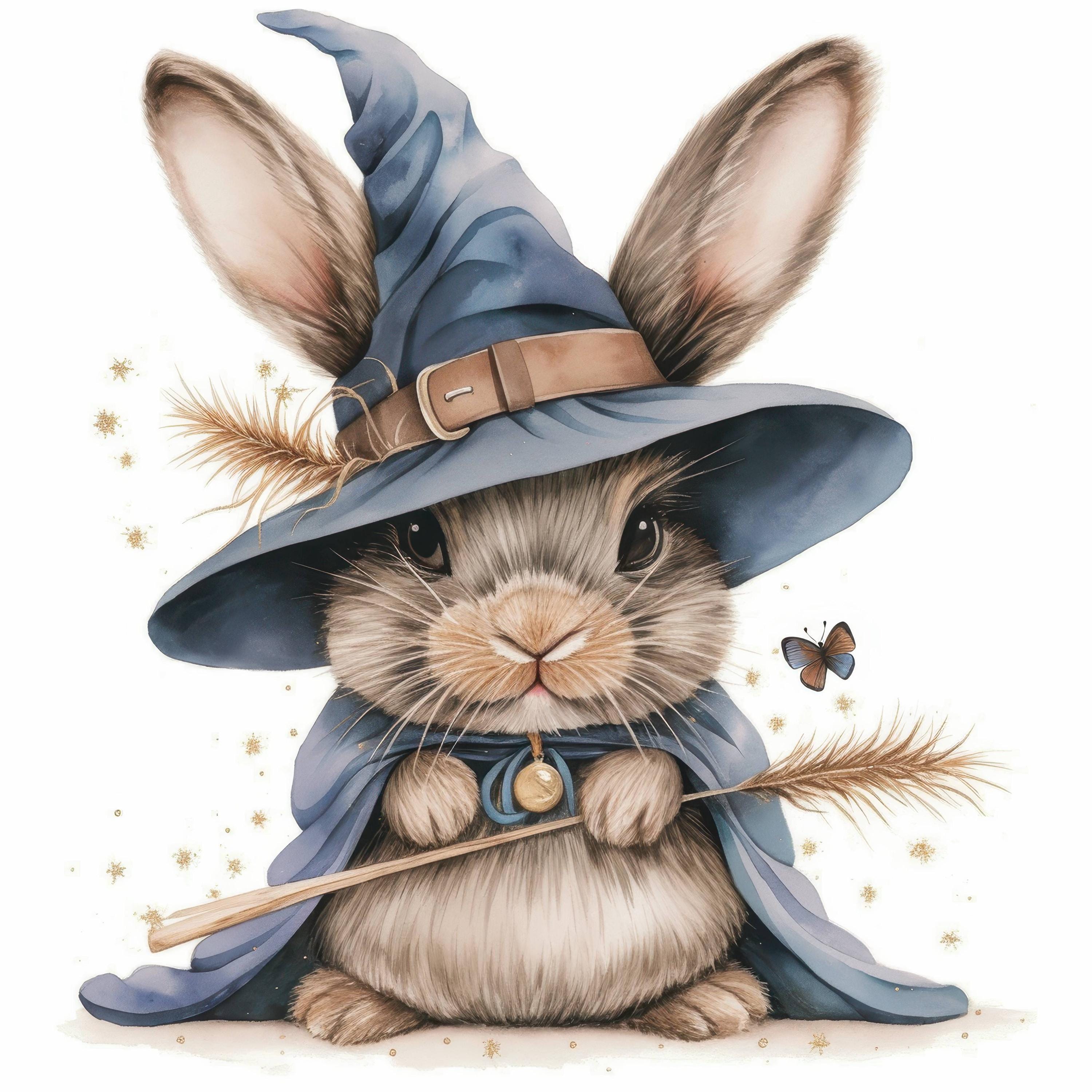 10 Magic Hat Rabbit Clipart Set, Enchanting Bunny Images, Printable ...