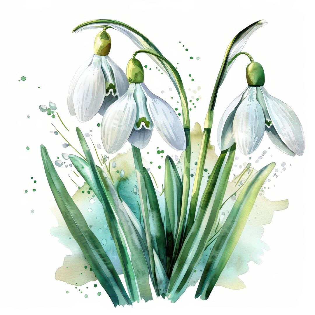 14 Snowdrops Clipart Bundle , Spring Flowers Clipart Set, Printable ...