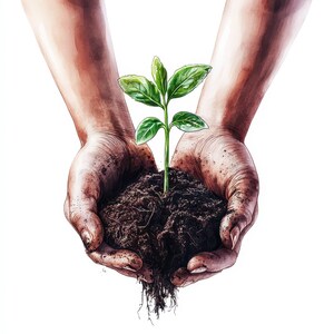 13 Hands With Soil and Sprouting Flower Clipart Bundle, Printable ...