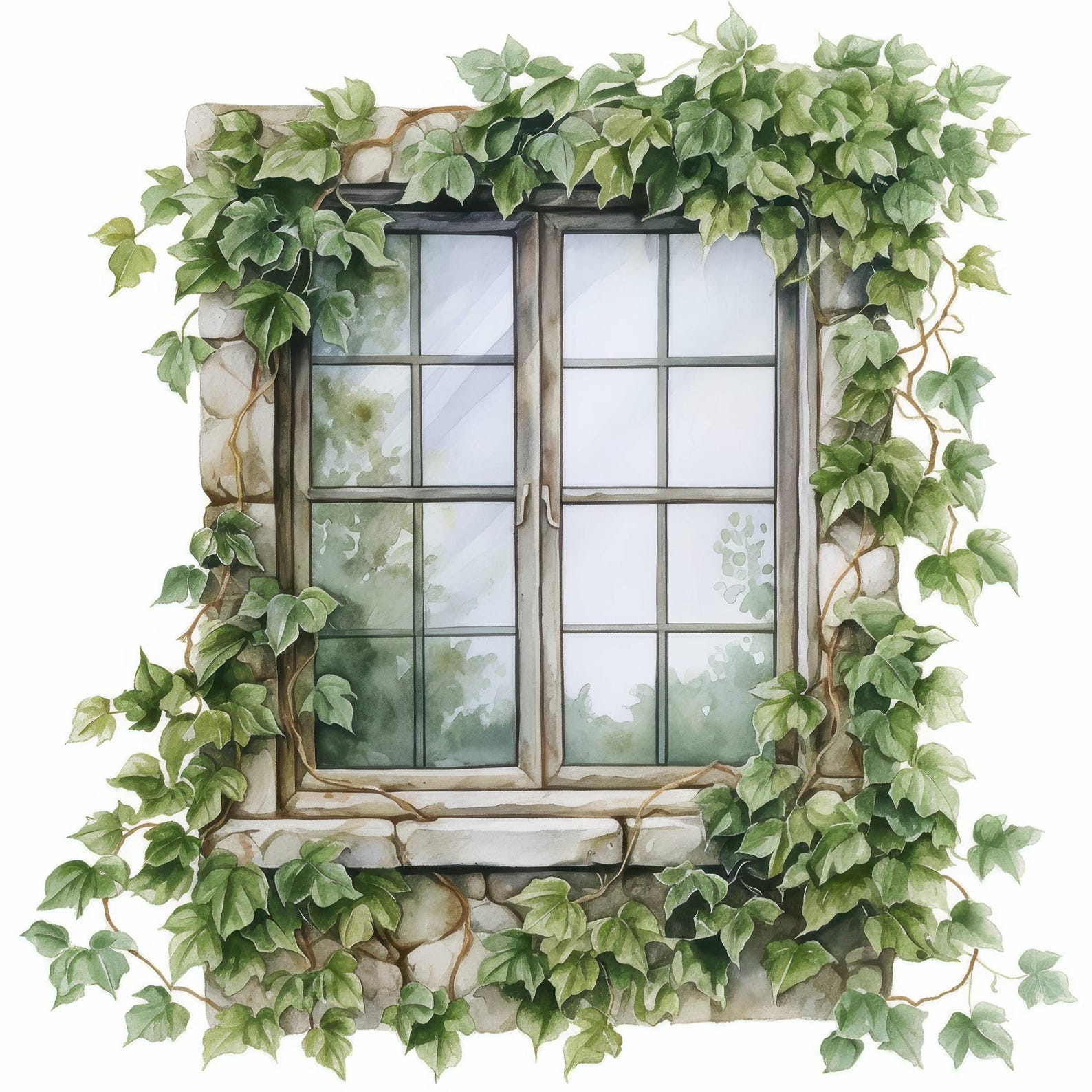19 Ivy Window Clipart Bundle, Abandoned Window Illustrations, Printable ...