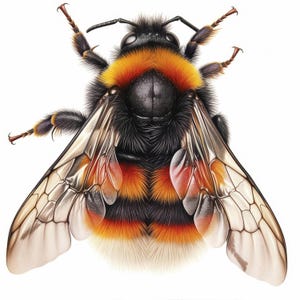 14 Fluffy Bees Clipart Bundle, Bee in Nature Illustration, Printable ...