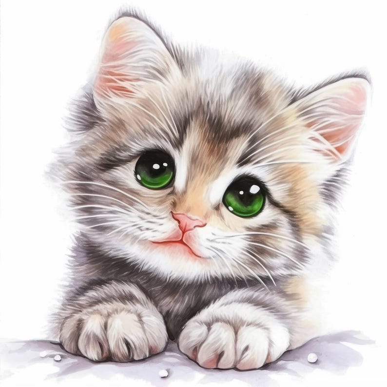 11 Fluffy Tail Cat Clipart Bundle, Cute Kitties Illustrations ...