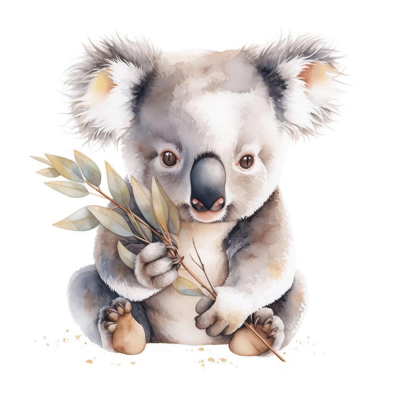 18 Baby Koala Clipart Set, Printable Watercolor Cute Koala Bear Clipart ...