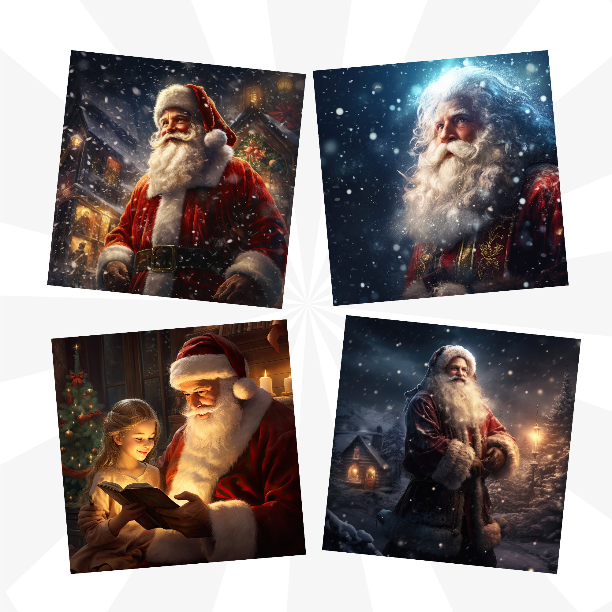 Printable Enchanted Santa Claus Digital Paper, Christmas Santa ...