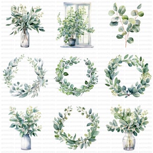 Watercolor Eucalyptuses Clipart Bundle, Spring Flower Clipart Set ...