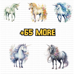 Watercolor Floral Unicorns Clipart | Horse With Flowers, Fantasy ...