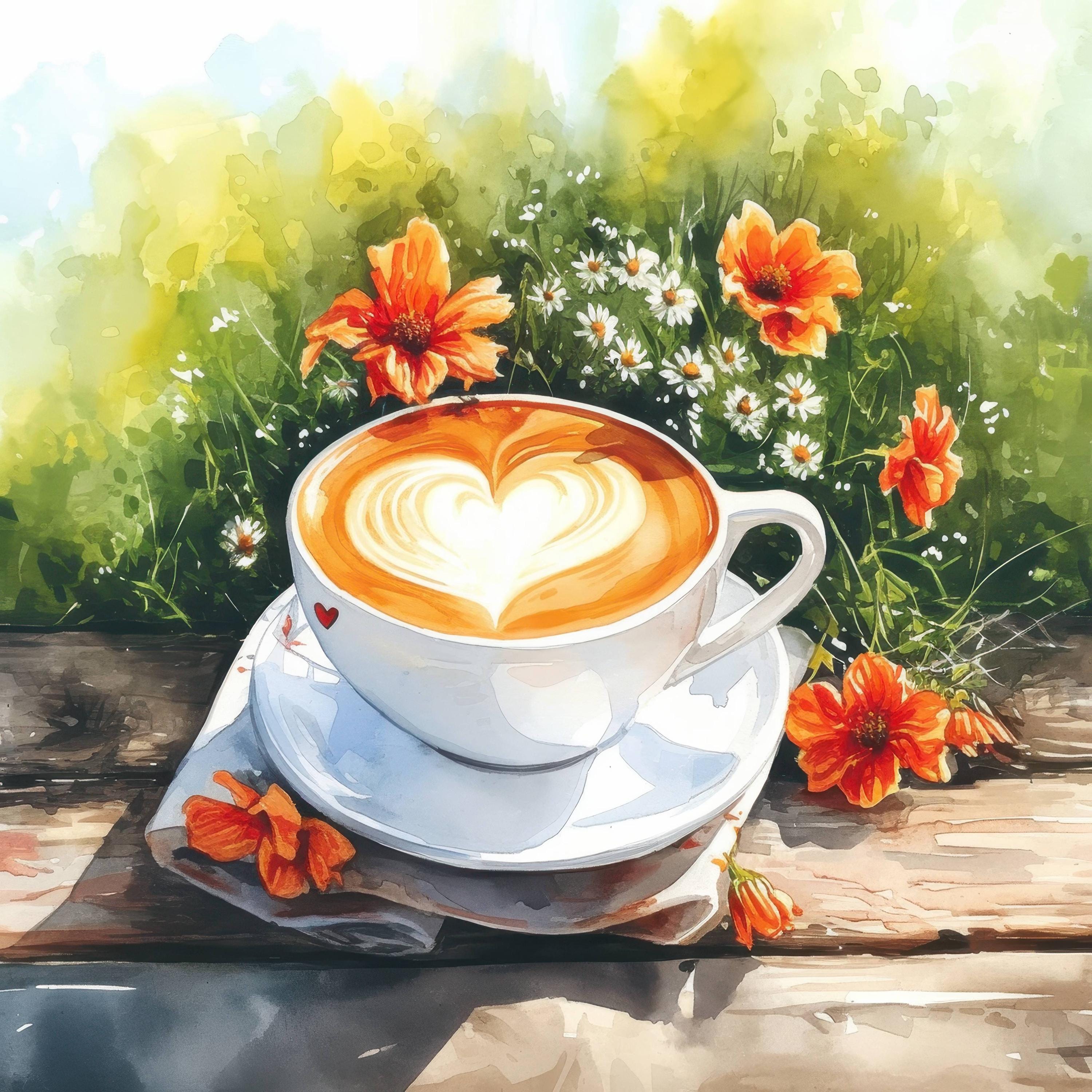 10 Spring Coffee Clipart Bundle, Morning Drink Illustrations, Printable ...