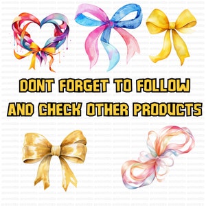 Watercolor Ribbons Clipart Bundle, Colorful Bow Clipart Set, Design ...