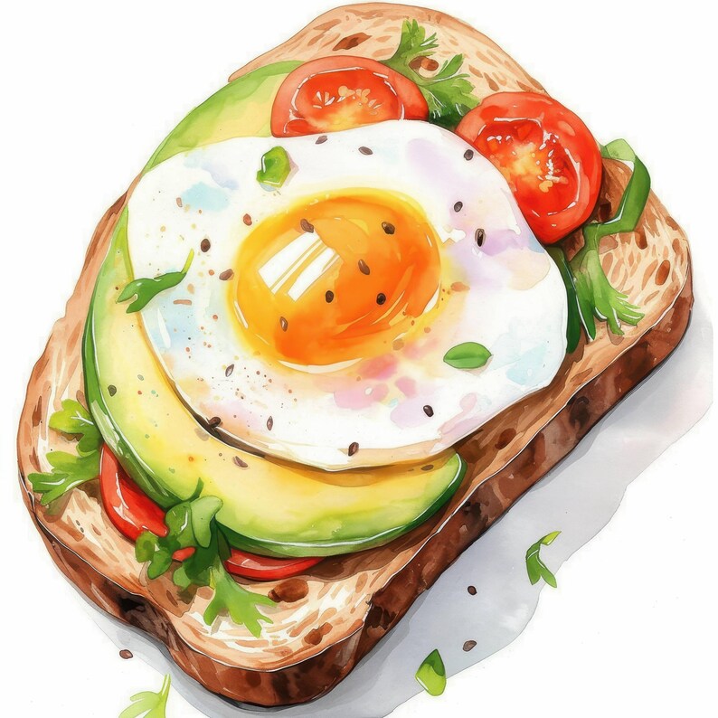 10 Avocado Toast Clipart Bundle, Healthy Breakfast Illustrations ...