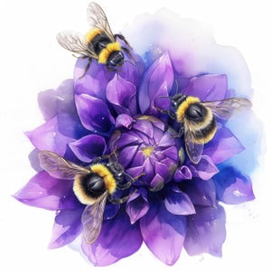 14 Bees and Flowers Clipart Bundle, Card Making Illustration, Printable ...