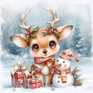 12 Christmas Friends Clipart Bundle, Printable Watercolor Ephemera ...