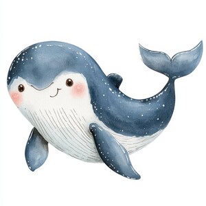 18 Baby Whale Clipart Bundle, Whale Illustration, Printable Watercolor ...