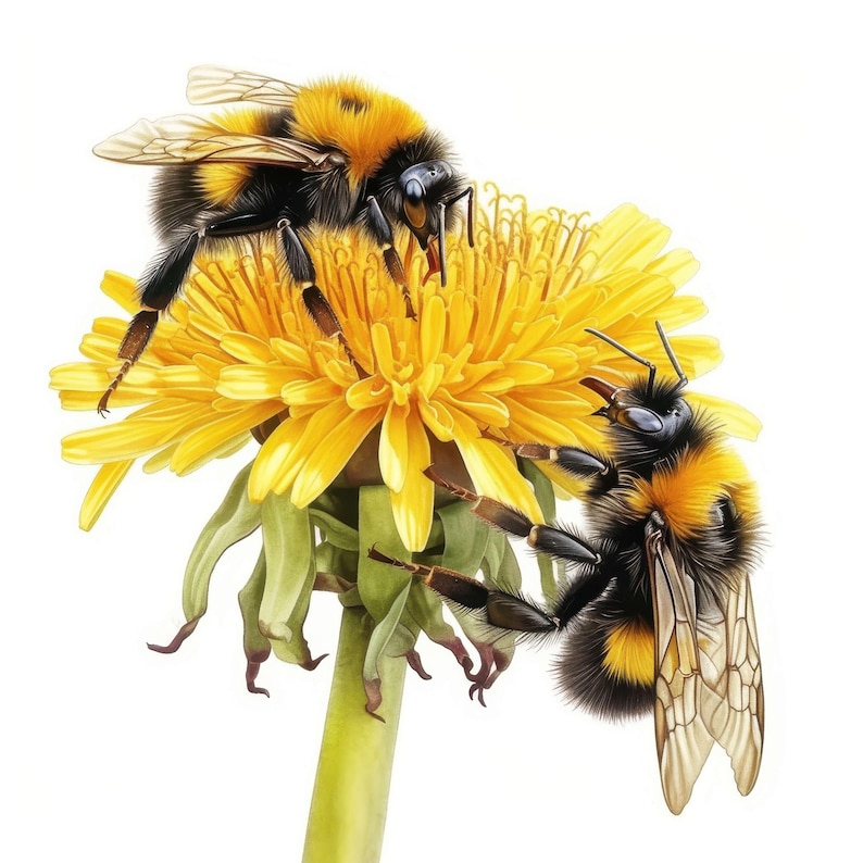 12 Bees in Flowers Clipart Set, Spring Bee Illustrations, Printable ...