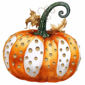 14 Patterned Pumpkins Clipart Bundle, Printable Watercolor Halloween ...