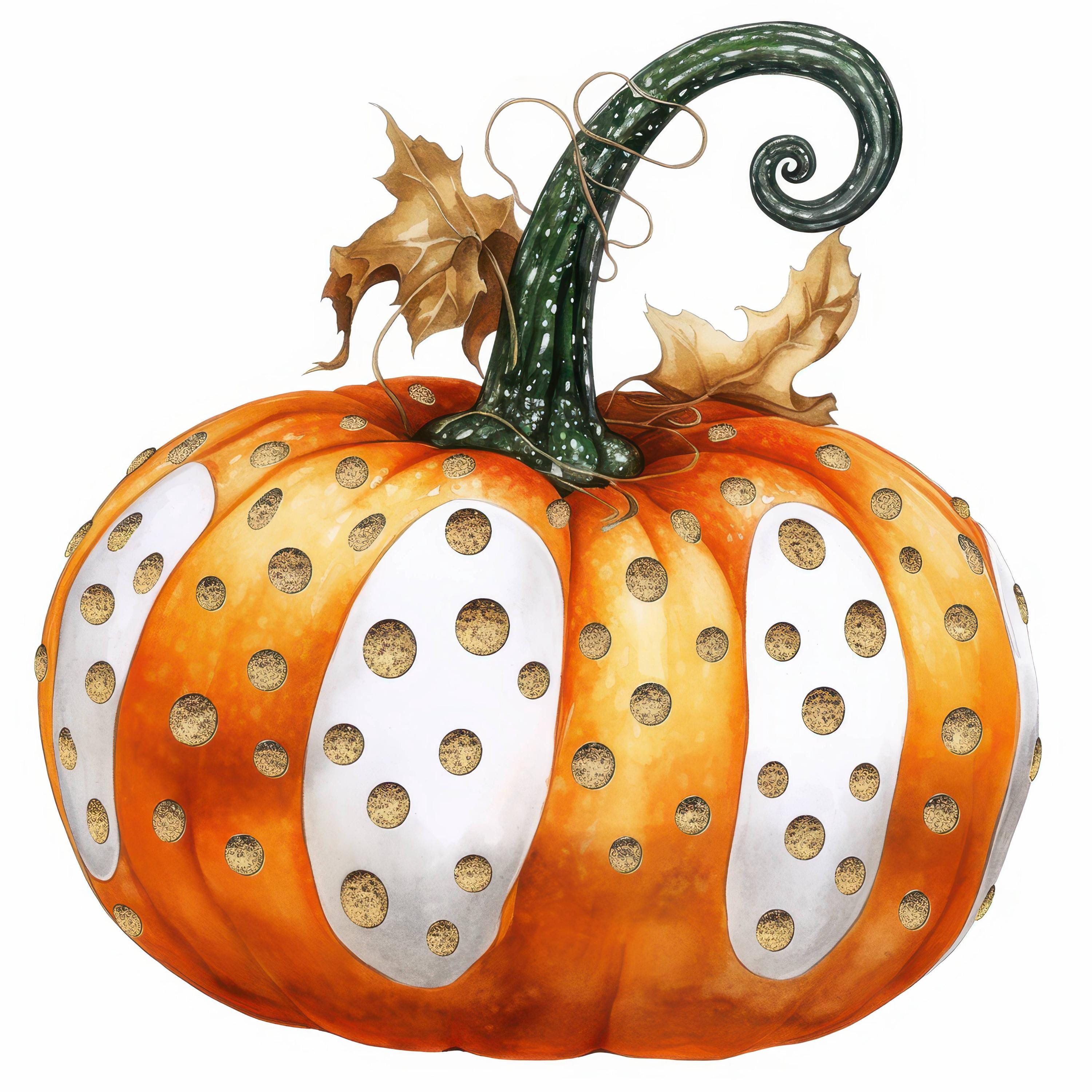 14 Patterned Pumpkins Clipart Bundle, Printable Watercolor Halloween ...