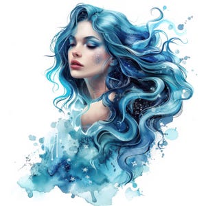 15 Blue Woman Face Clipart Bundle, Woman Eyes Clipart Illustration ...