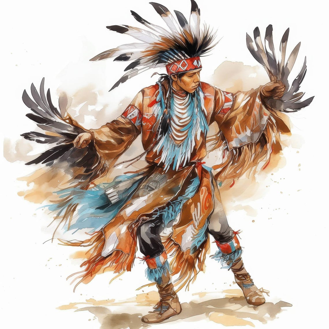 10 Native American Clipart Bundle, Indian Dancer Illustrations ...