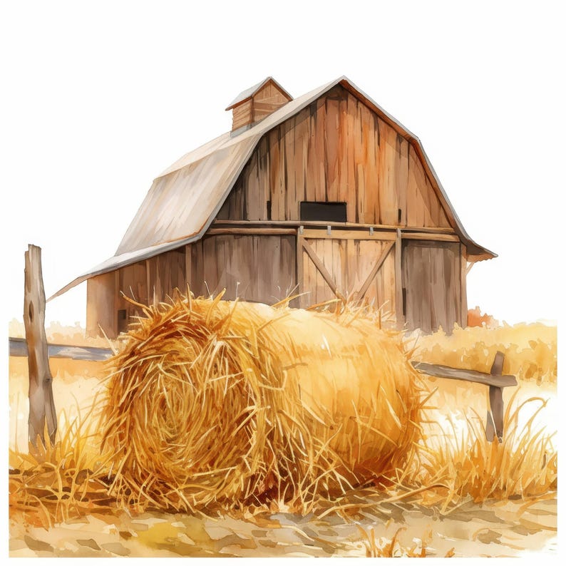 13 Haystack in Barn Clipart Set, Rustic Barn Illustrations, Printable ...