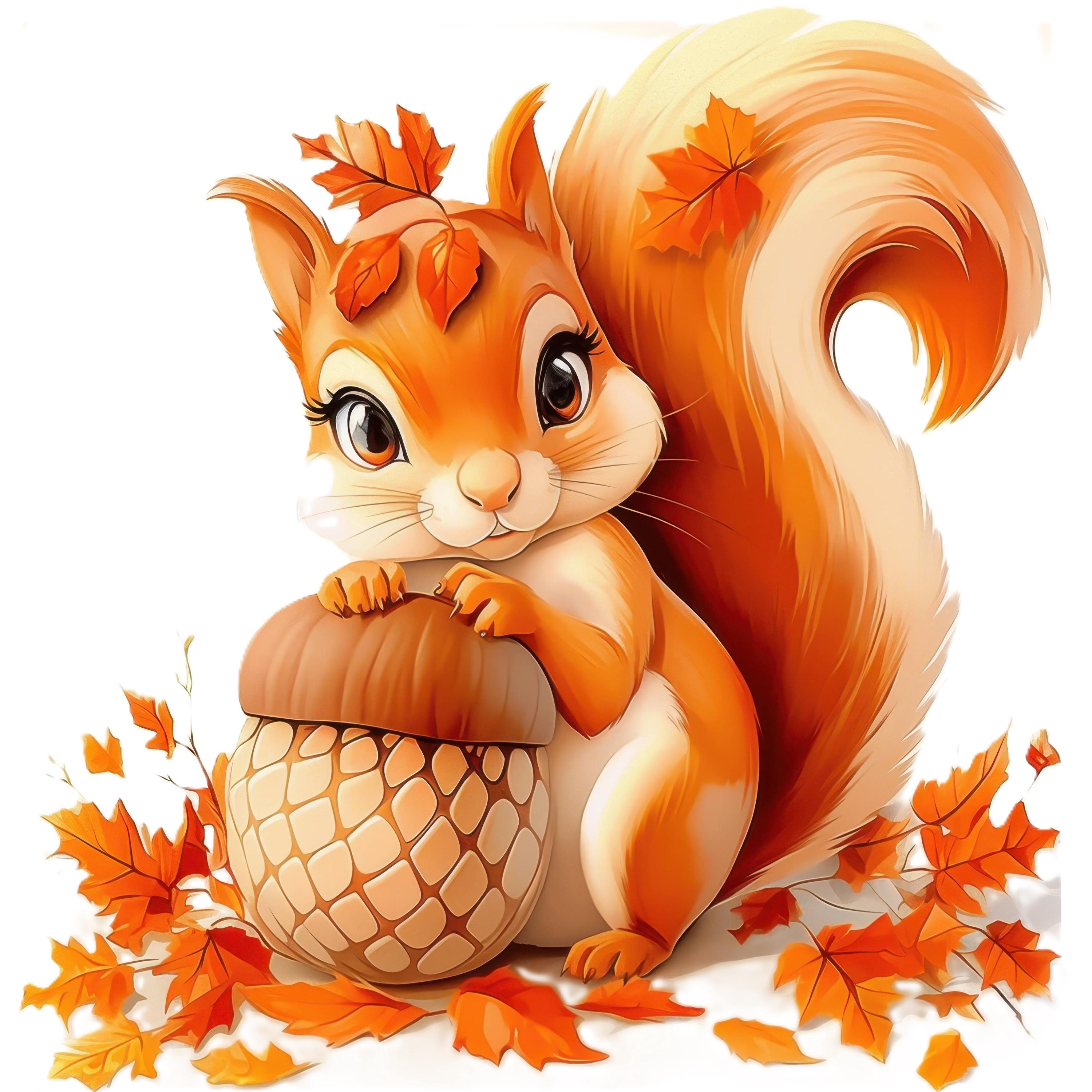 12 Fall Squirrel Clipart Bundle, Cute Fall Animal Illustrations ...