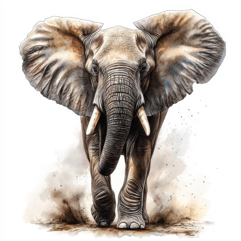 25 Elephant Watercolor Clipart Bundle, Printable Watercolor Clipart ...