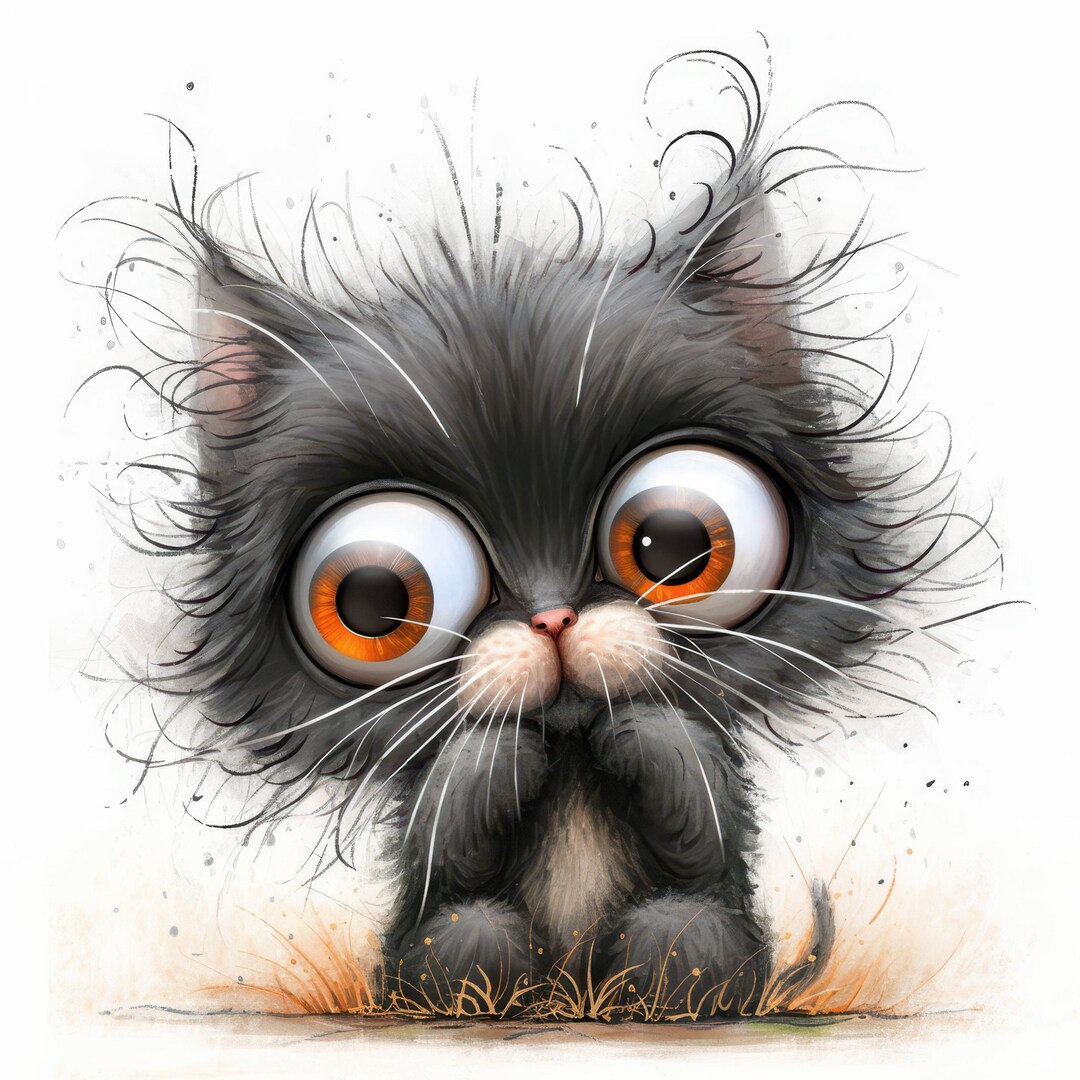 13 Frazzled Cat Clipart Set Bundle, Floral Bunny Illustration ...