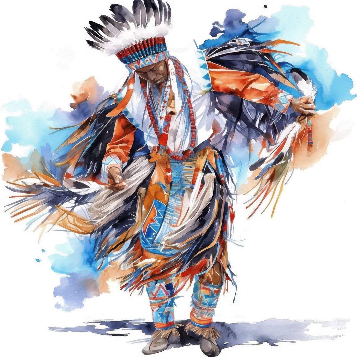 10 Native American Clipart Bundle, Indian Dancer Illustrations ...