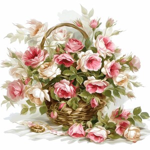 14 Shabby Chic Roses Clipart Bundle, Elegant Rose Illustrations ...