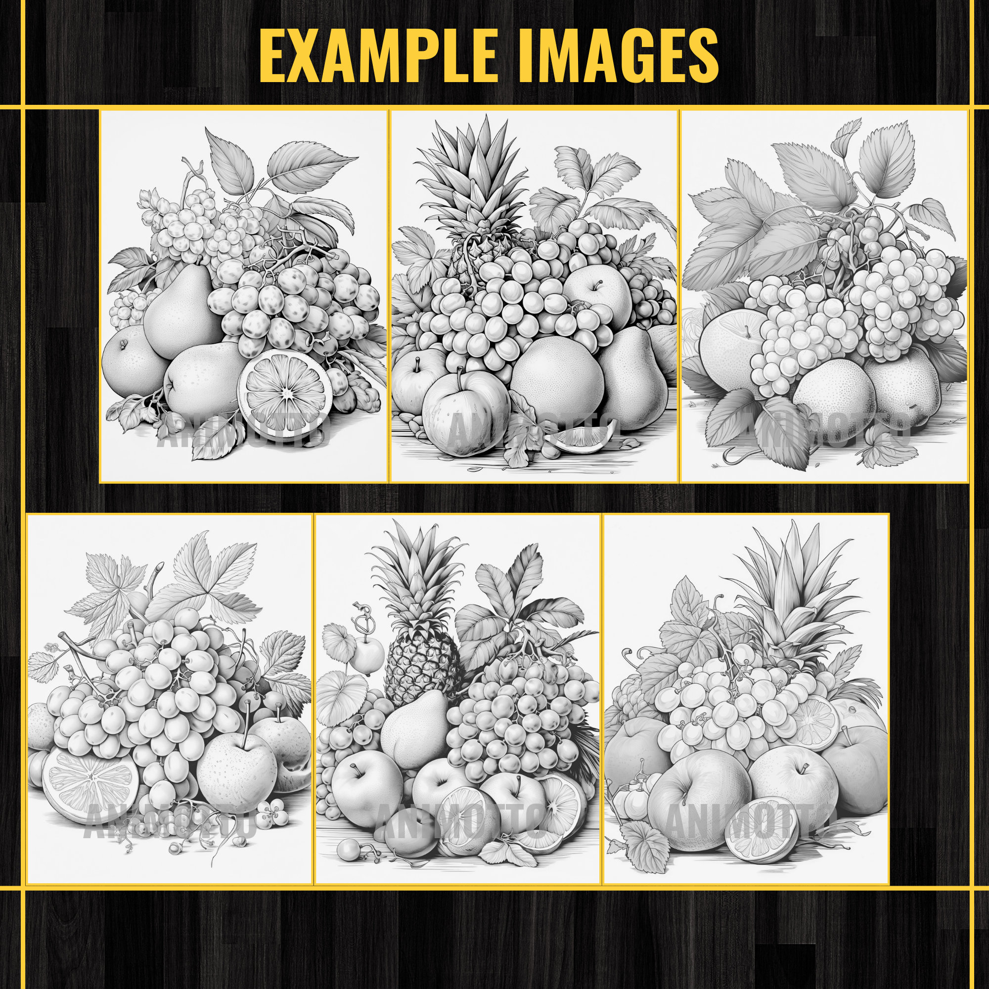 Delicious Fruits 35 Coloring Page Book Grayscale Fruit - Etsy