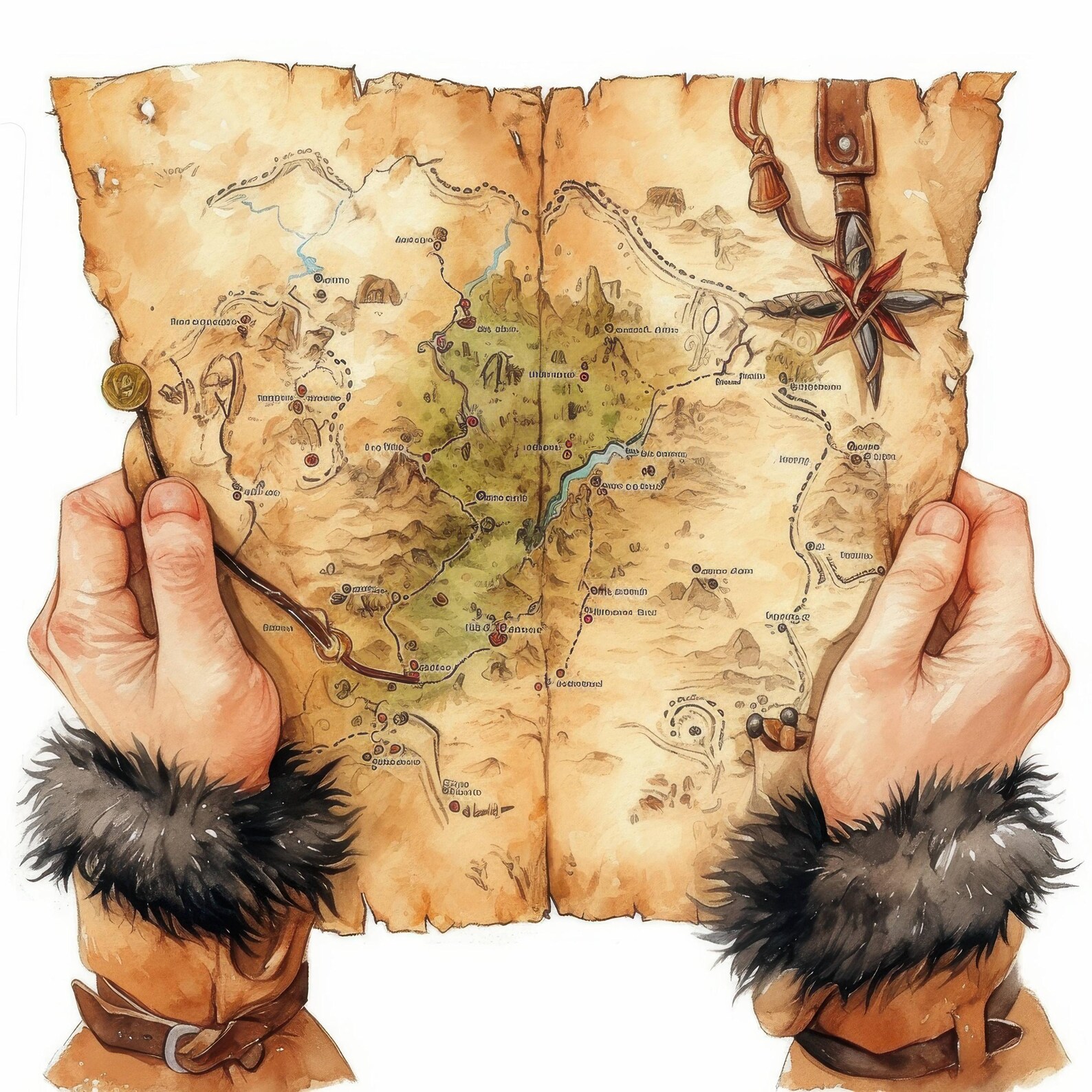 11 Treasure Map Clipart Bundle, Hands Holding Map Illustrations ...
