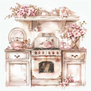 13 Vintage Floral Kitchen Clipart Bundle Set 2, Shabby Chic,watercolor ...