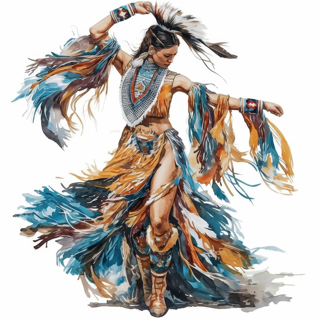 10 Native American Clipart Bundle, Indian Dancer Illustrations ...