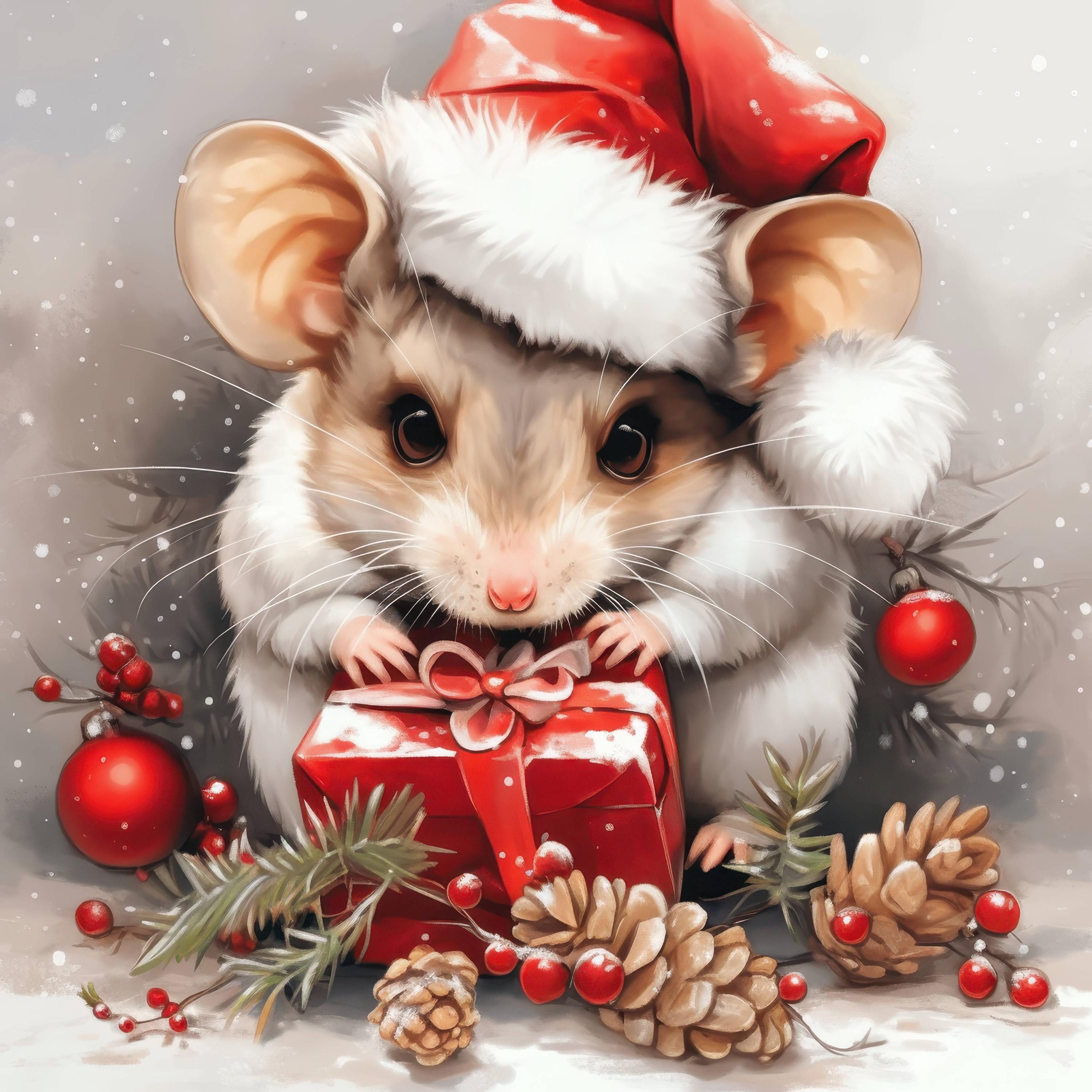 11 Christmas Mouse Set 2 Clipart Bundle, Mice Print Illustrations ...